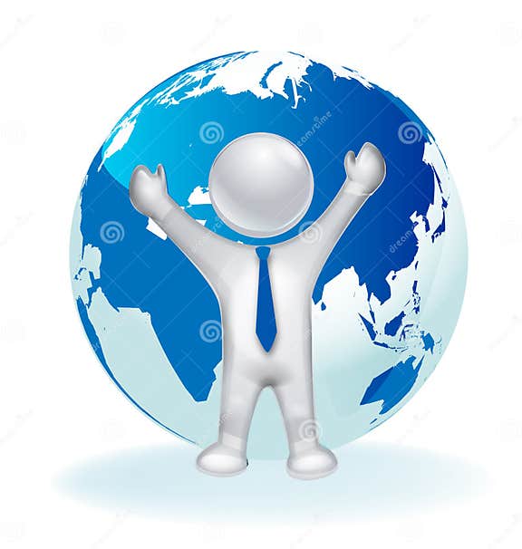 3D blue happy man world stock vector. Illustration of country - 82665576