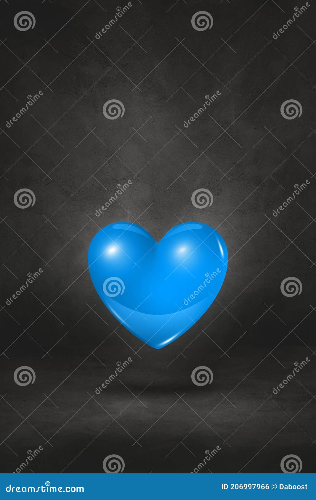 Blue Heart With Black Background