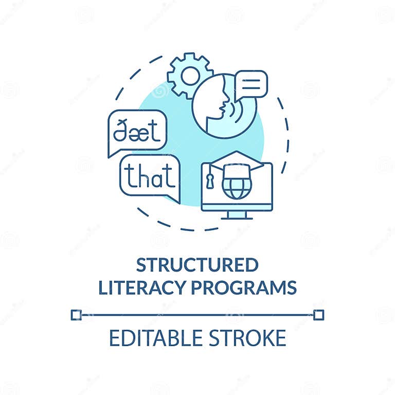 2D Blue Icon Structured Literacy Programs Concept Stock Illustration ...