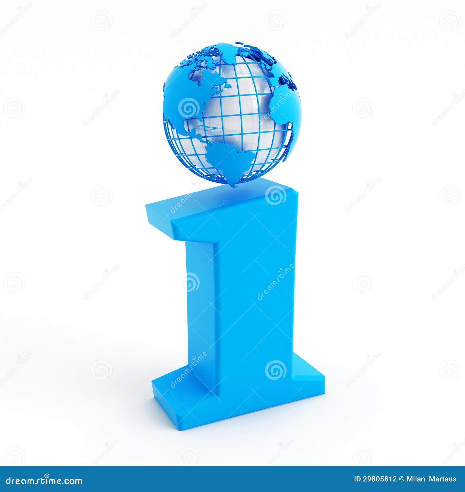 3d Blue Info Icon with Globe instead of Dot Stock Illustration ...