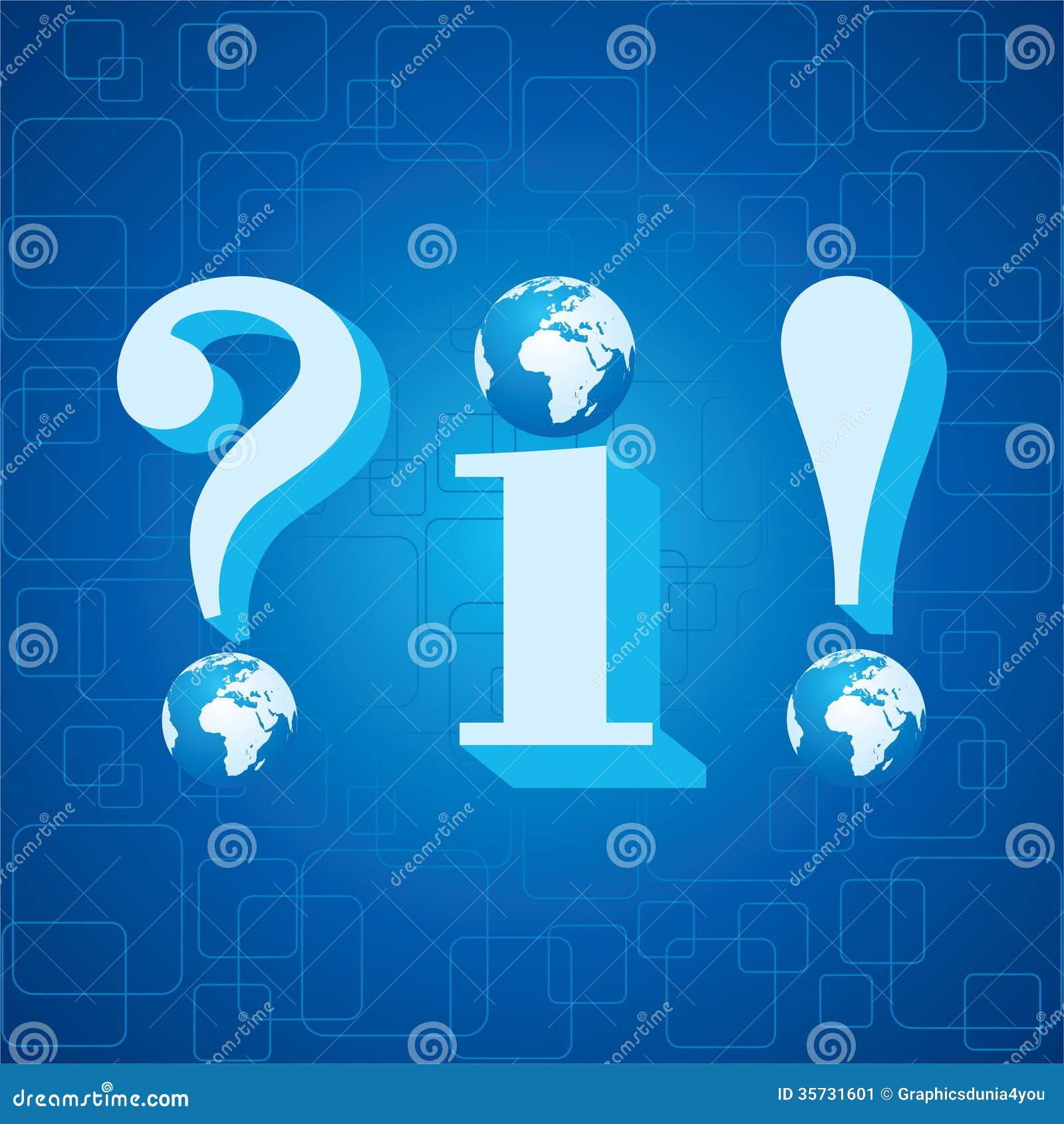 3d Blue Info,question Mark And Exclamatory Mark Ic Cartoon Vector ...