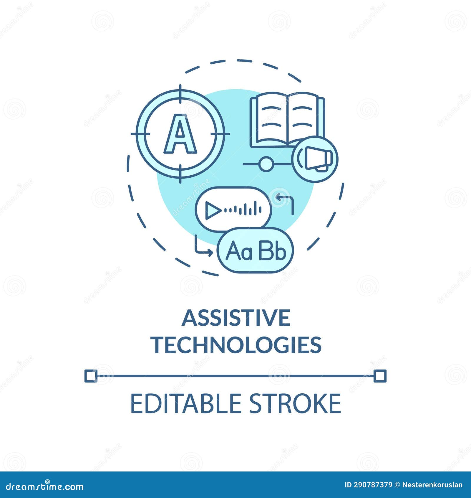 2D Blue Line Icon Assistive Technologies Concept Stock Vector ...