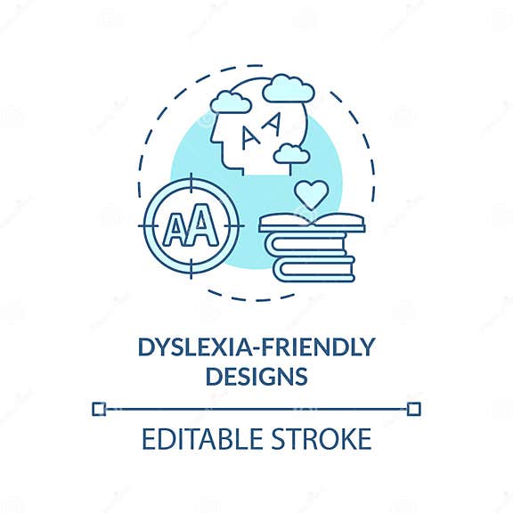2d Blue Line Icon Dyslexia Friendly Designs Concept Stock Illustration