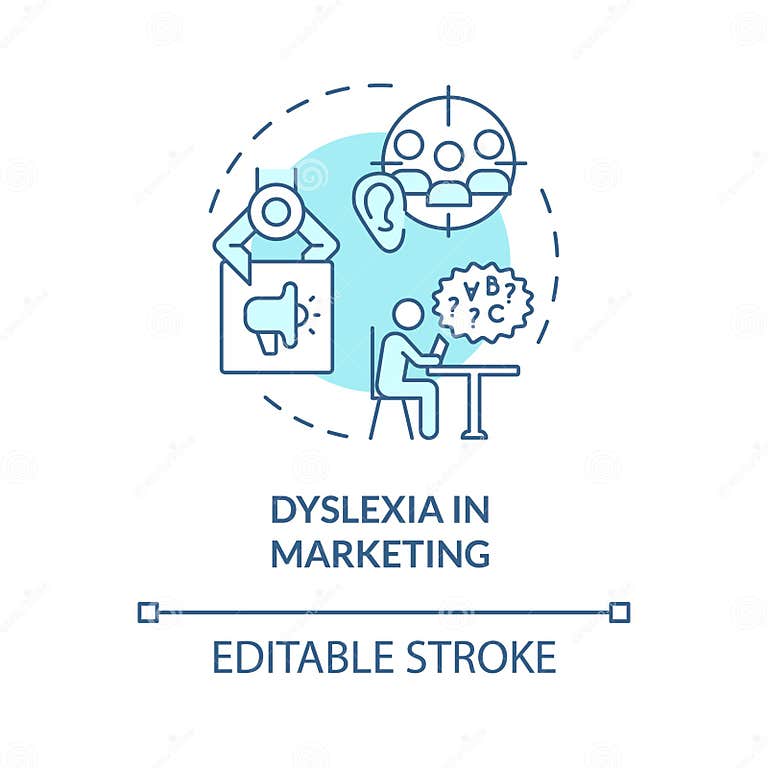 2d Blue Line Icon Dyslexia In Marketing Concept Stock Illustration