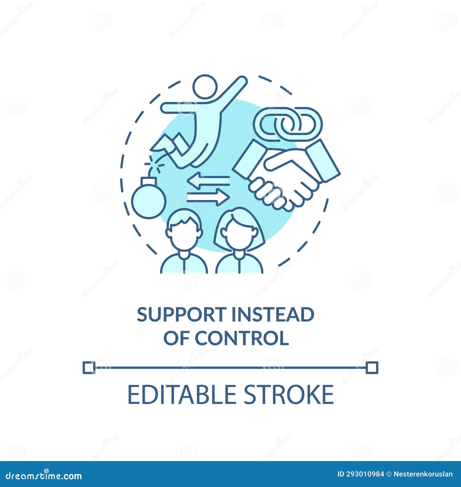2D Blue Line Icon Support instead of Control Concept Stock Vector ...