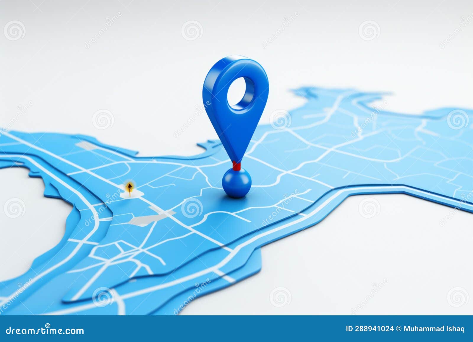 3D Blue Map Marker Symbolizes Precise GPS Navigation on White ...