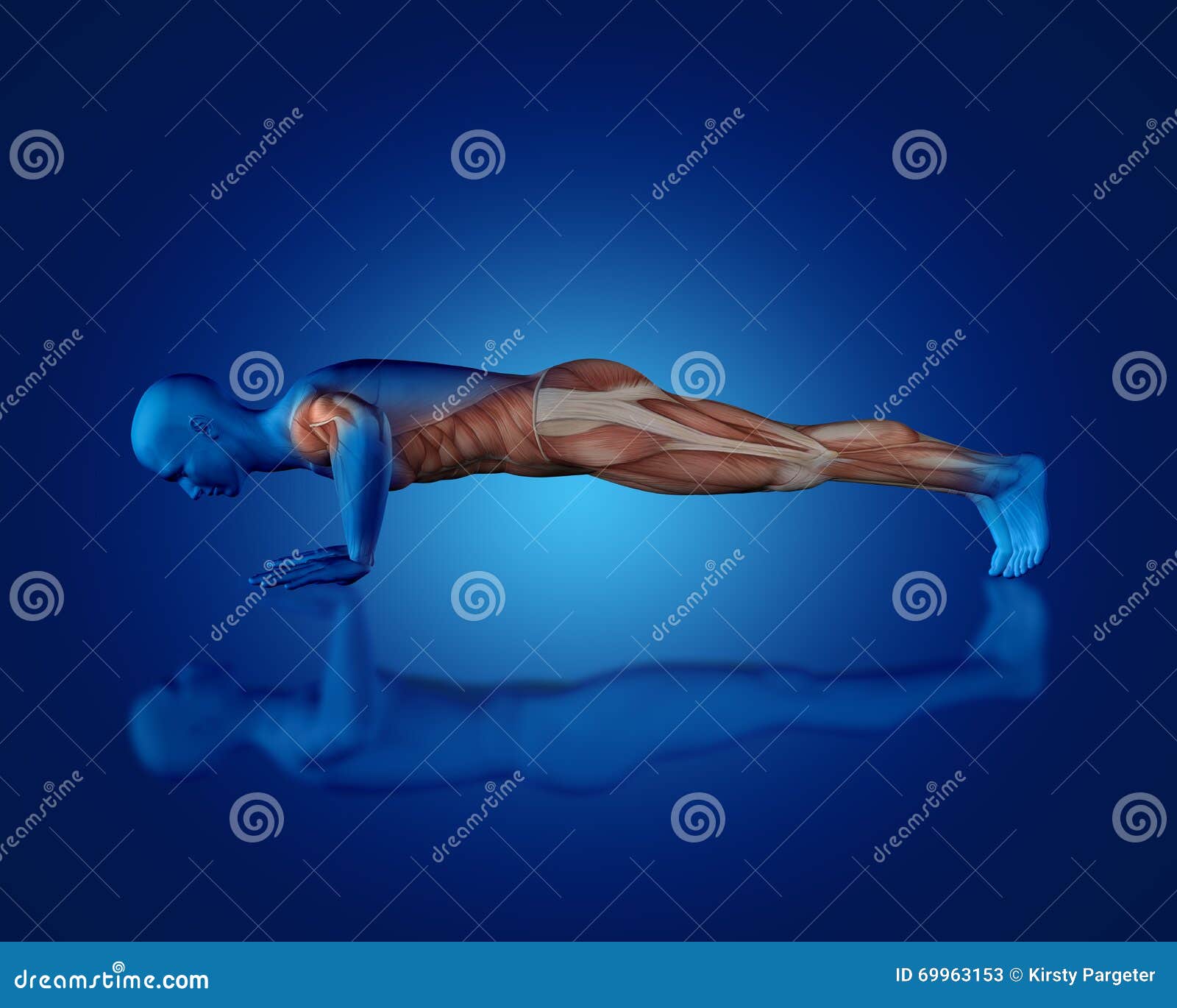3D Blue Medical Figure in Push Up Position Stock Illustration ...