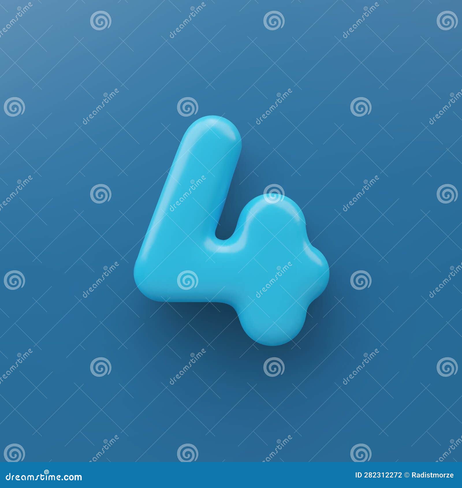 3D Blue Number 4 with a Glossy Surface on a Blue Background . Stock ...