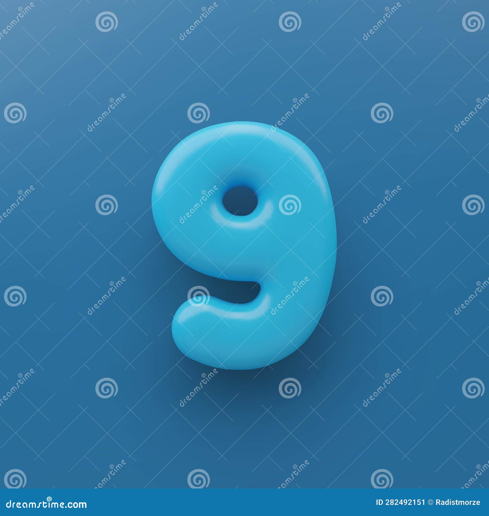 3D Blue Number 9 with a Glossy Surface on a Blue Background . Stock ...