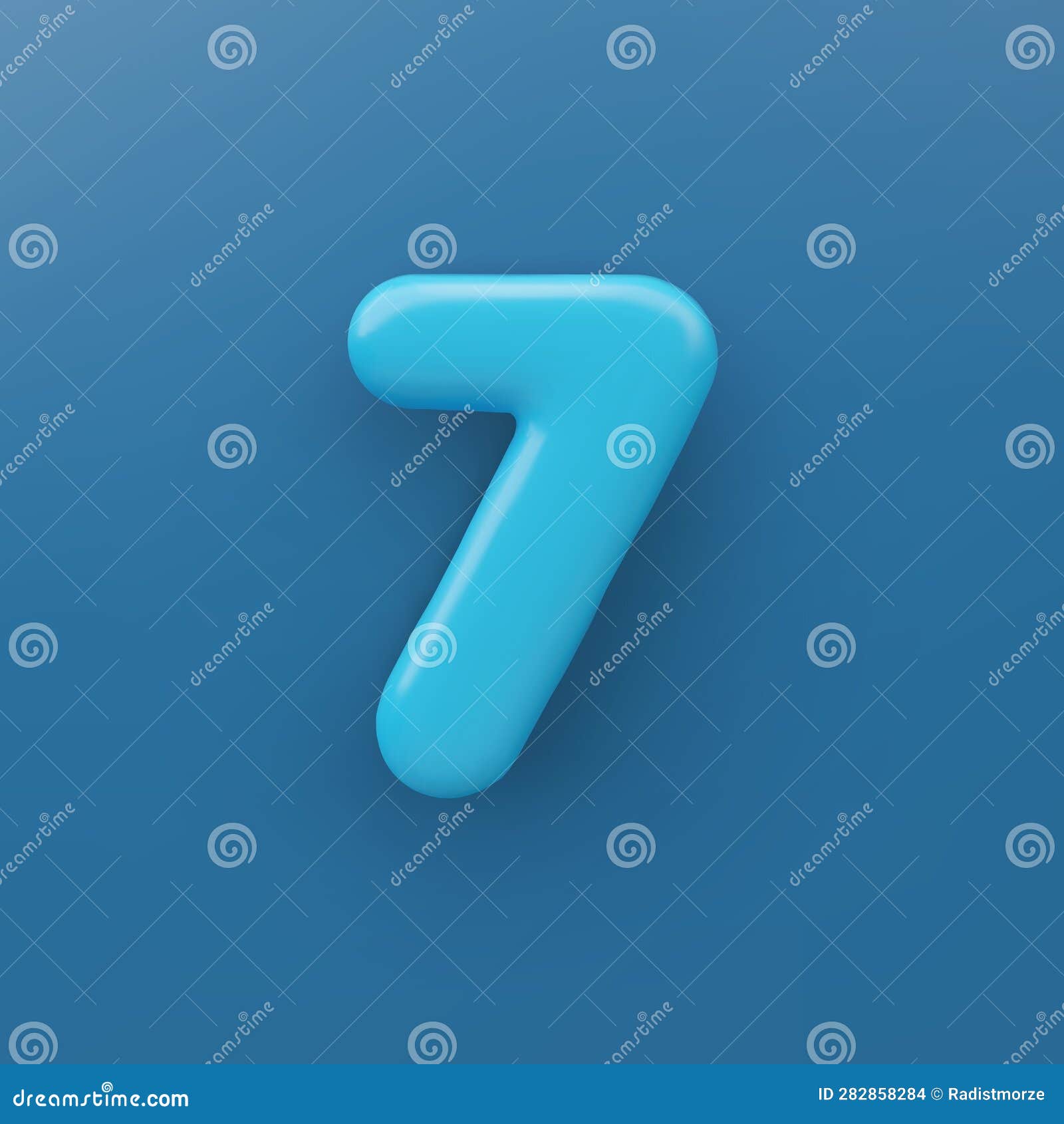 3D Blue Number 7 with a Glossy Surface on a Blue Background . Stock ...