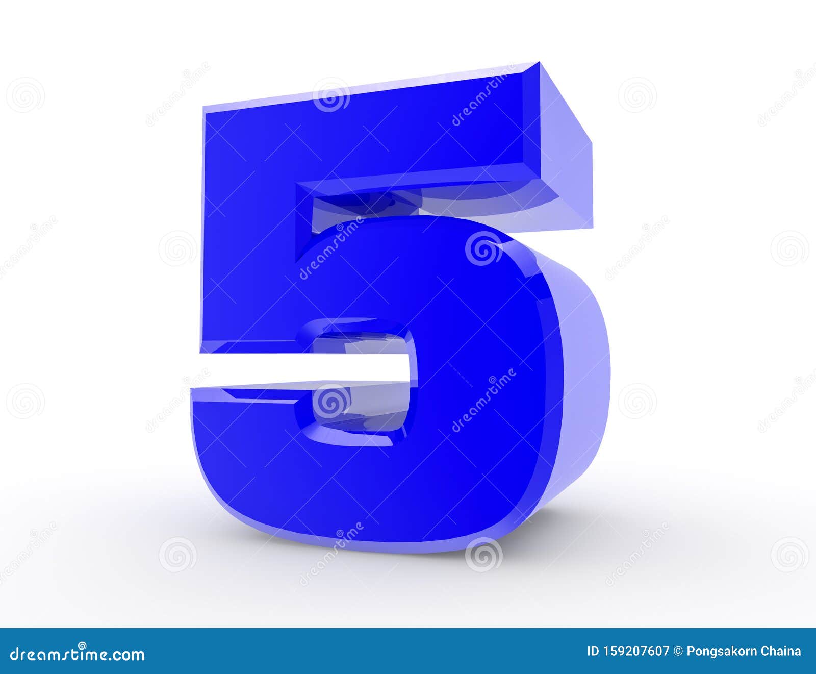 3d Blue Number 5 Isolated On White Background 3d Rendering Stock ...