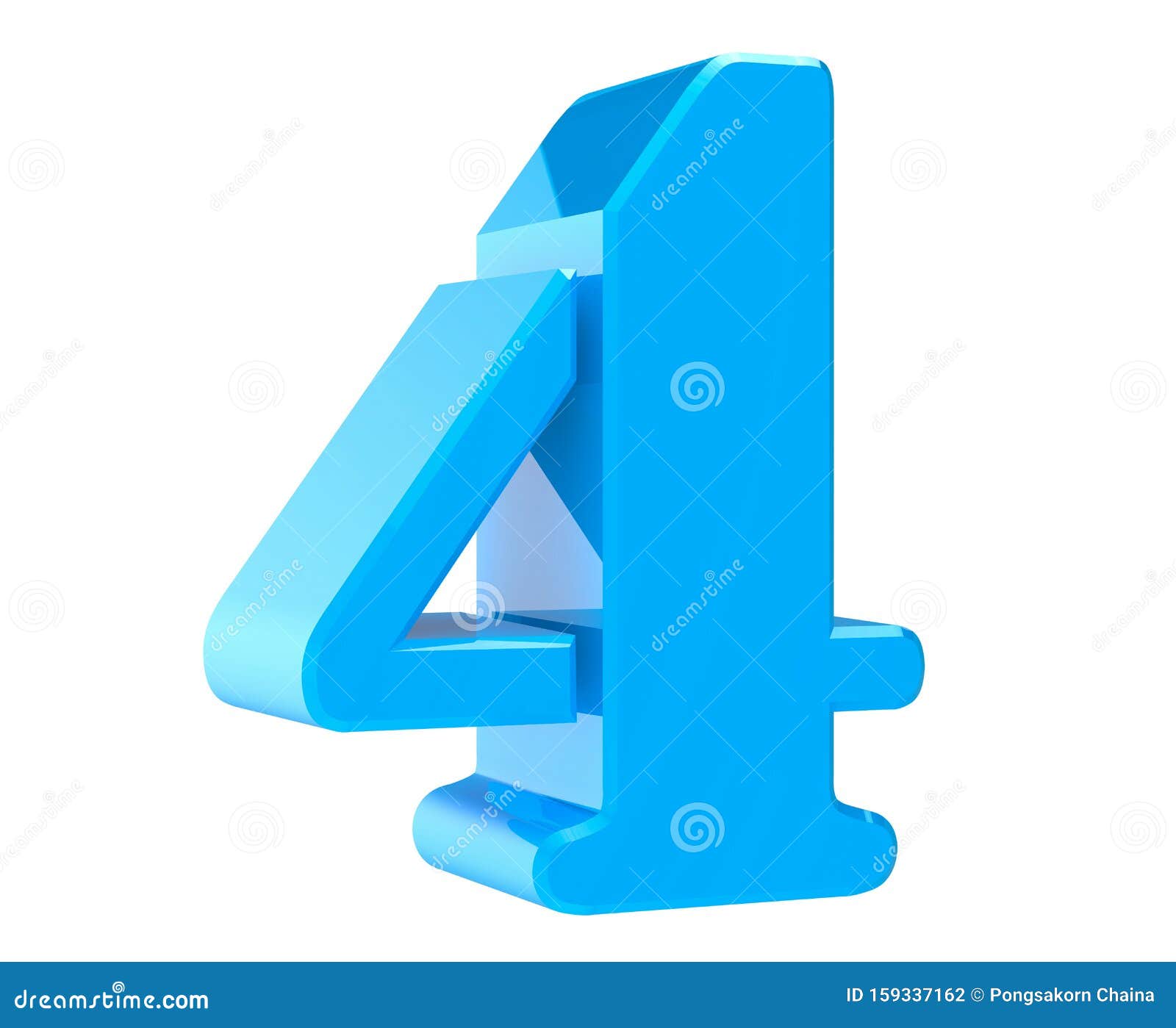 3d Blue Number 4 on White Background 3d Rendering Stock Illustration ...