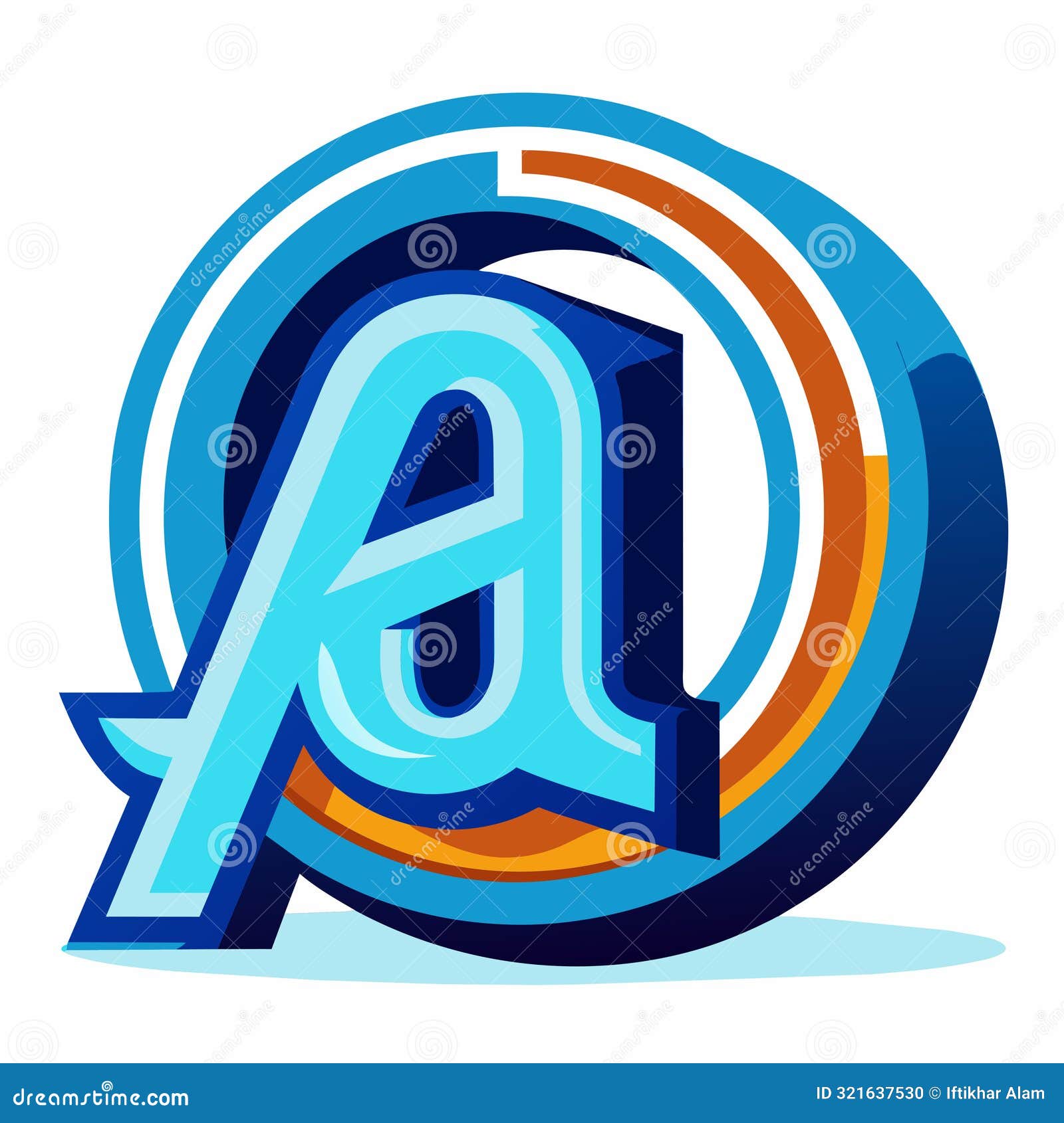 A 3D Blue and Orange Stylized Letter a Icon Logo, Alphabet Letter Icon ...