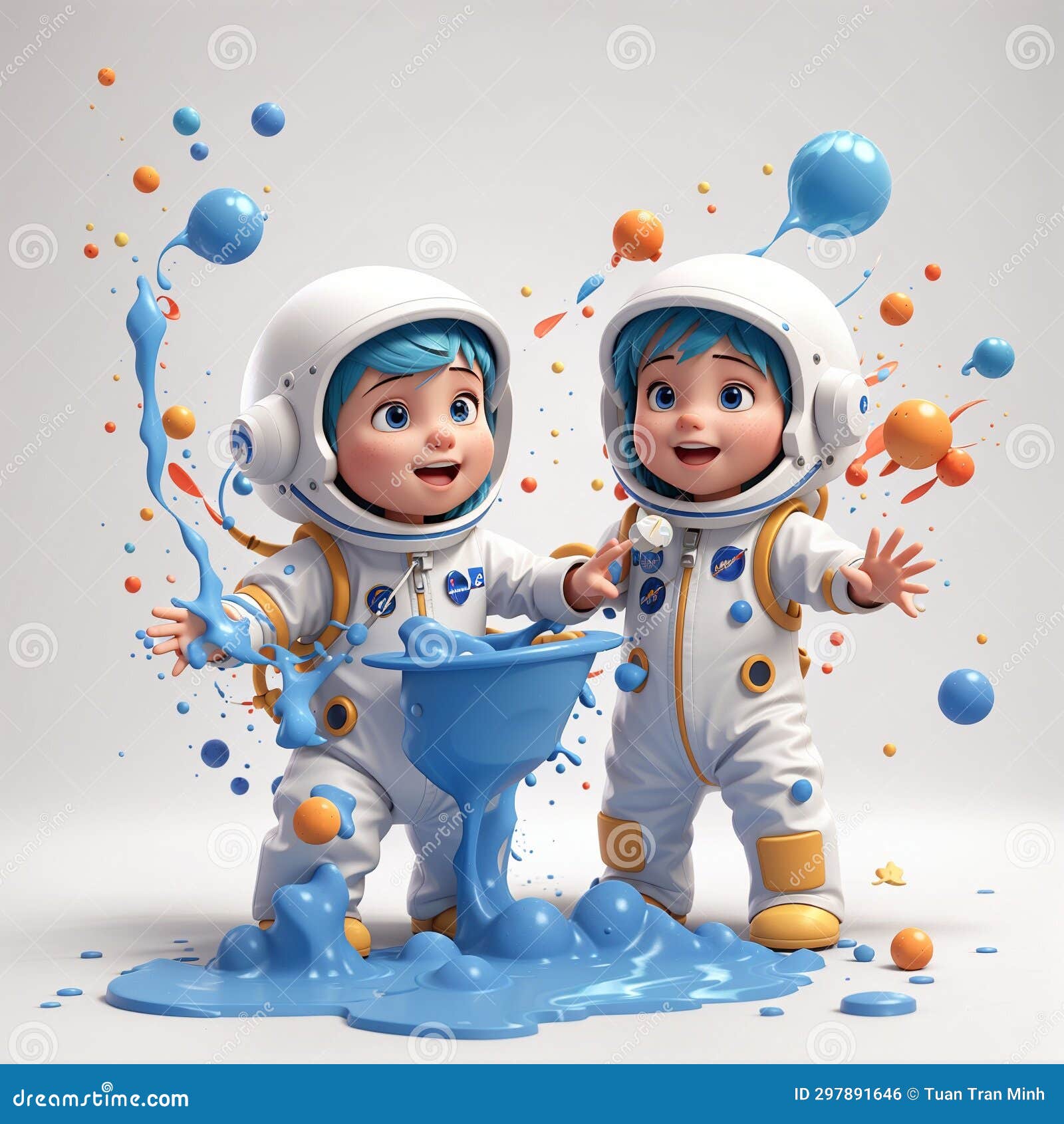 3d blue painter stock illustration. Illustration of toddler - 297891646