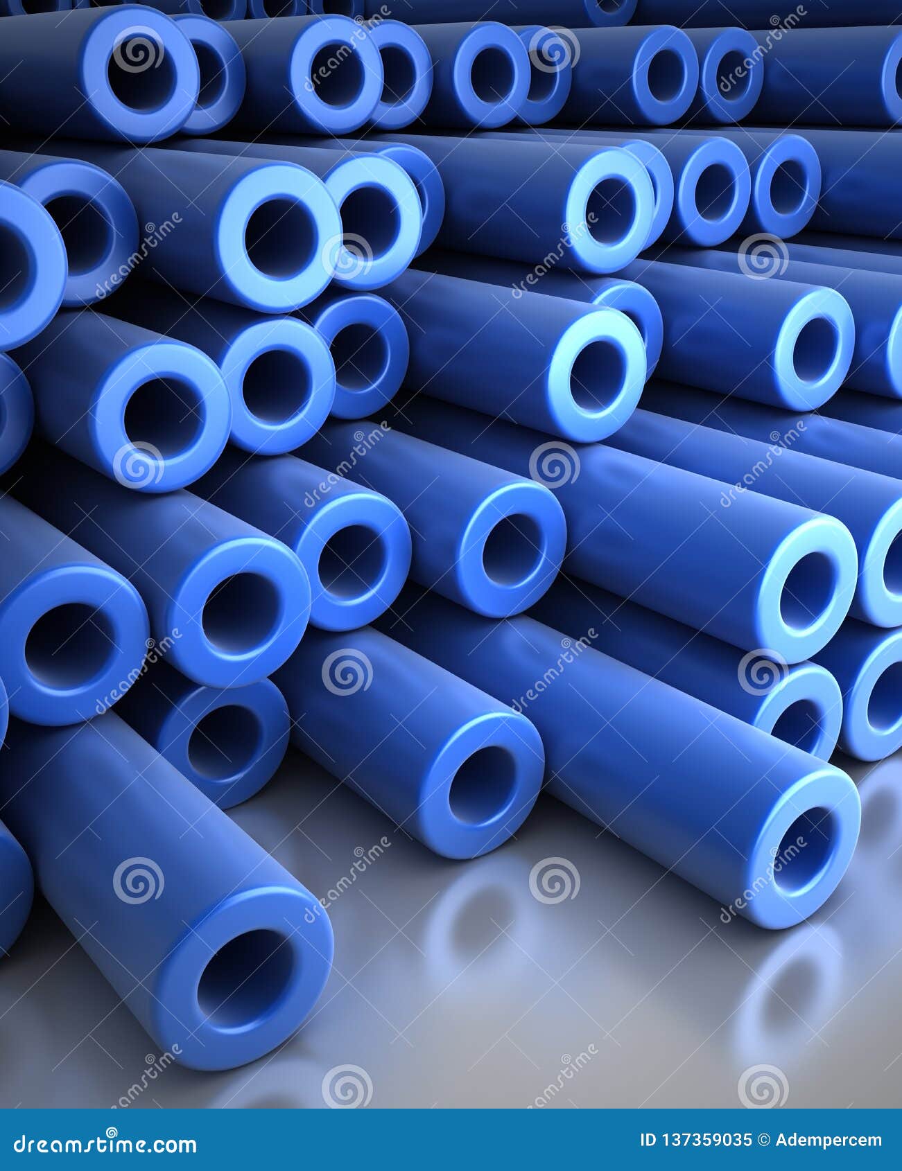 3d Blue pipes stock illustration. Illustration of render - 137359035