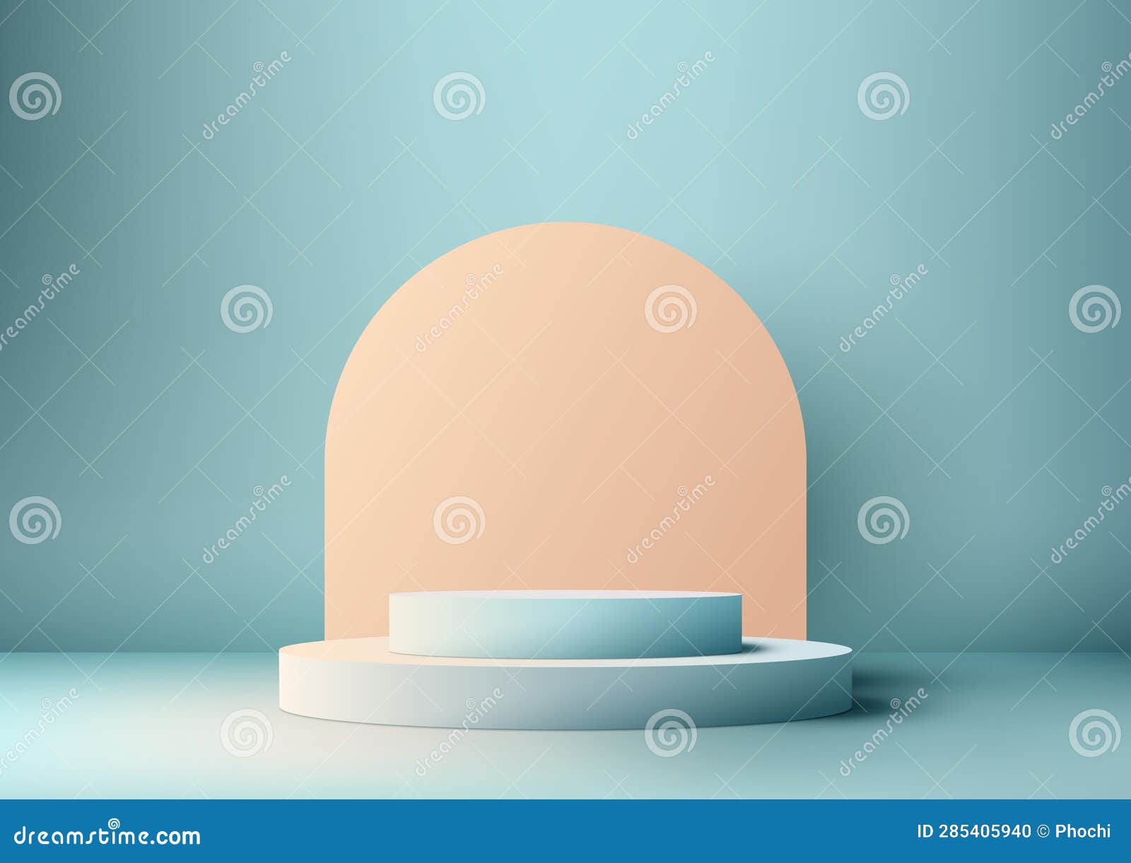 3D Blue Podium Steps Stand With Beige Backdrop Vector Illustration ...