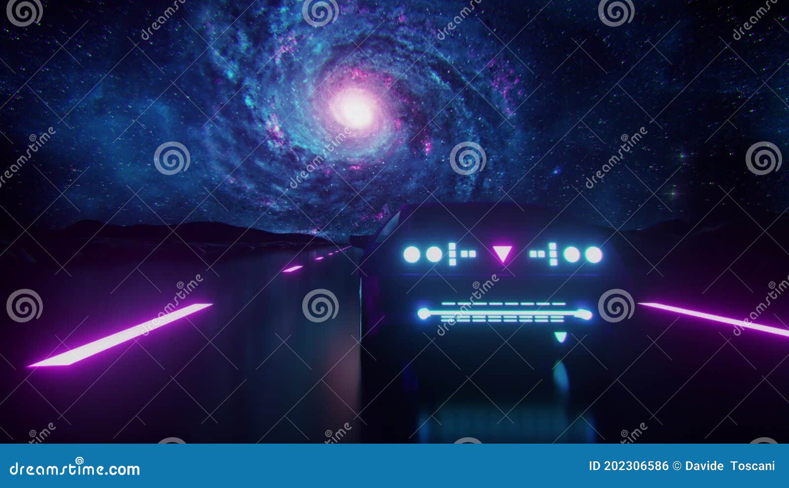 3D Blue Purple Synthwave Galaxy Retro Landscape VJ Loop Motion ...