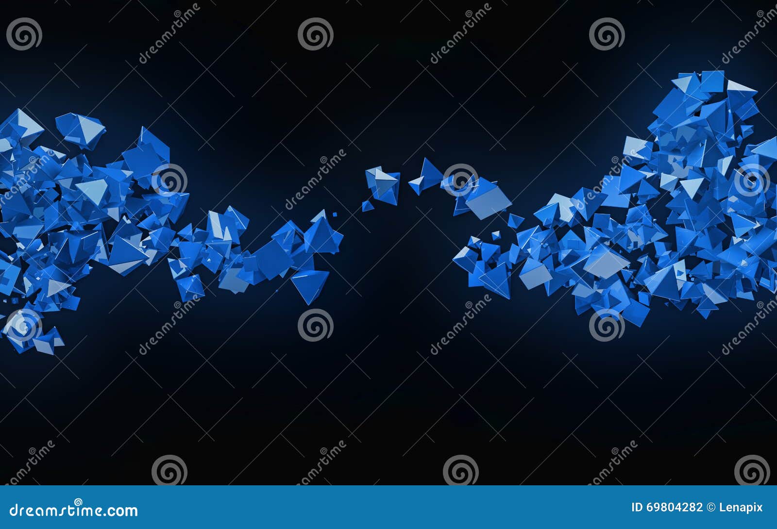 3D blue pyramids flow stock illustration. Illustration of polygon ...