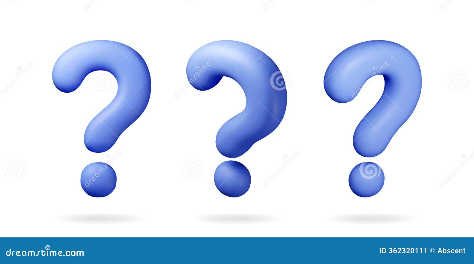 3D Blue Question Mark Isolated on White. Stock Vector - Illustration of ...