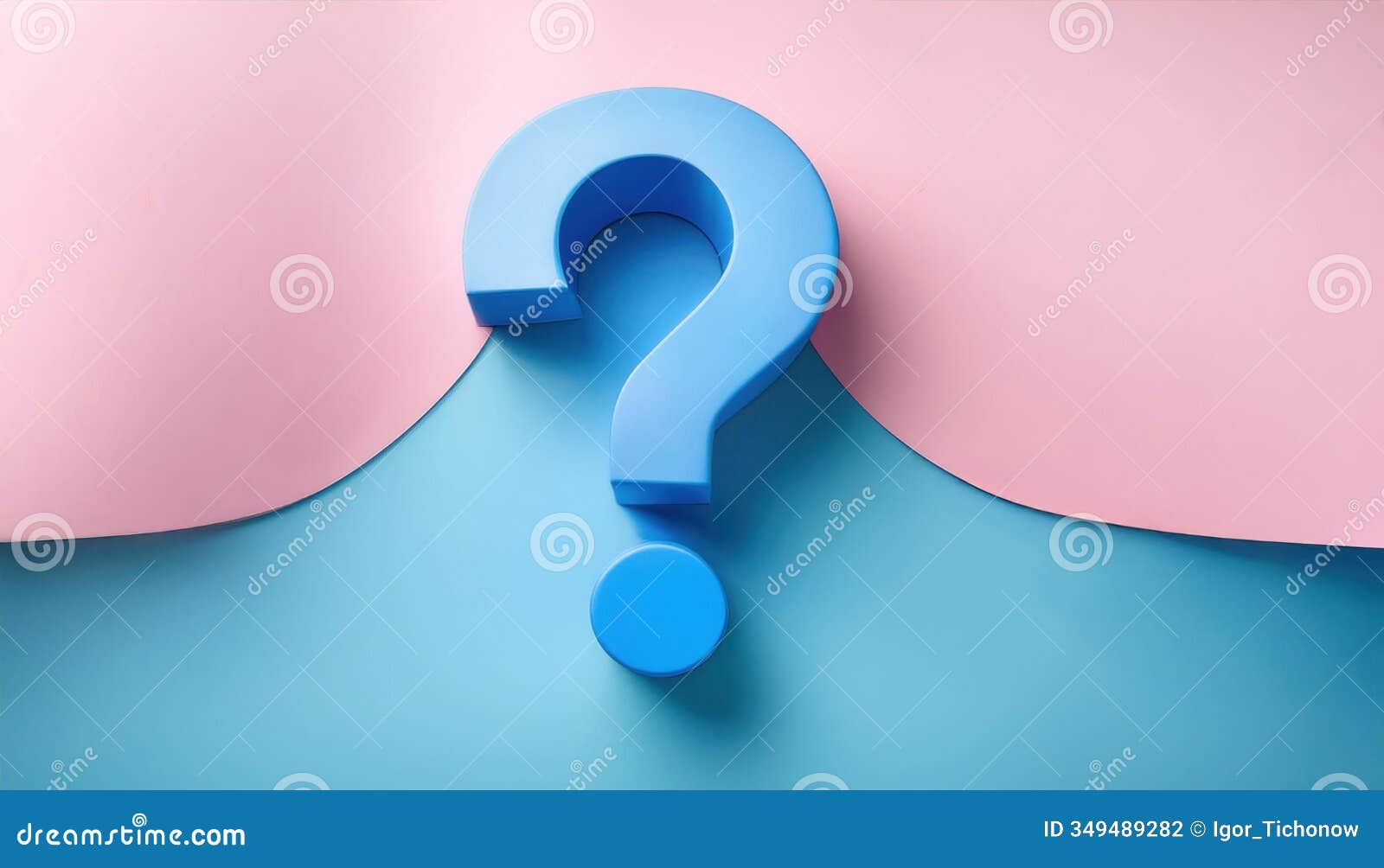 A 3D Blue Question Mark Placed on a Pastel Pink and Blue Background ...