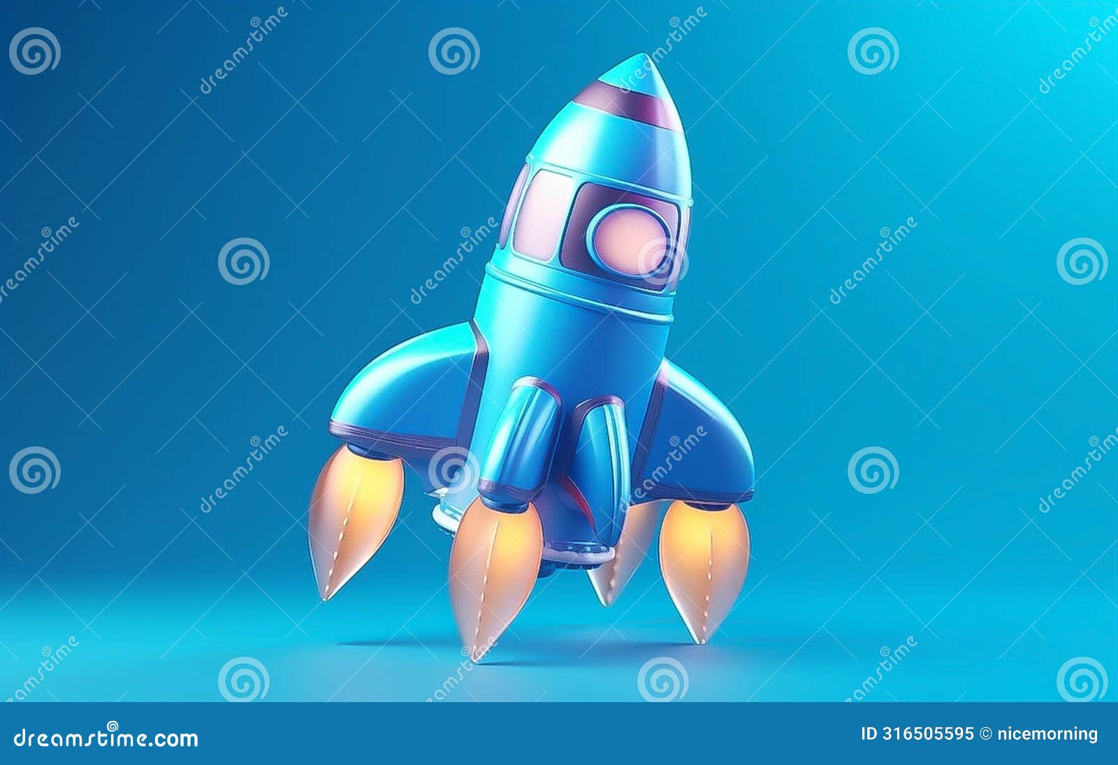 3D Blue Rocket Ship Cartoon Stock Illustration - Illustration of rocket ...
