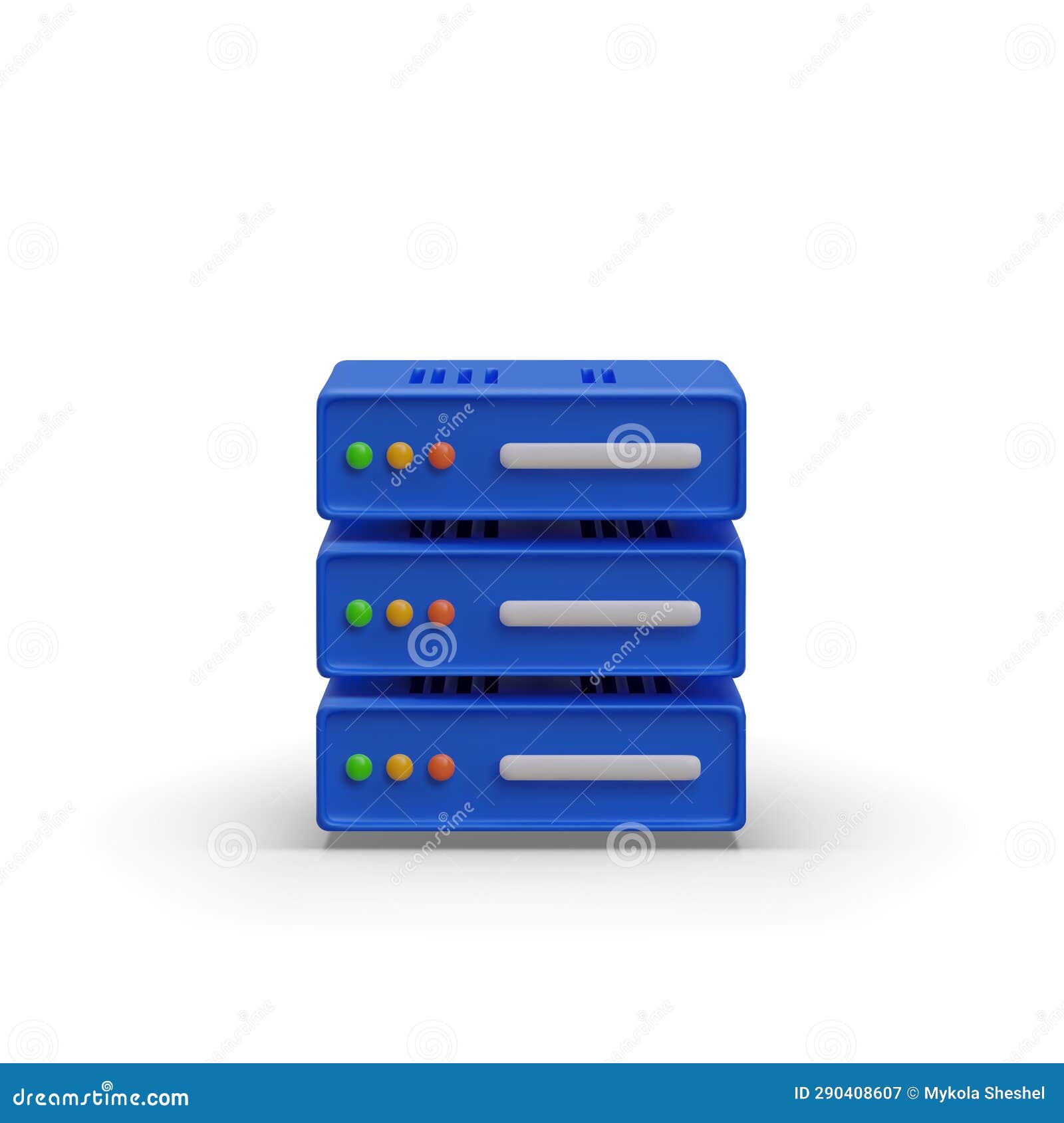 3D Blue Server, Front View. Autonomous Performance of Tasks Stock ...