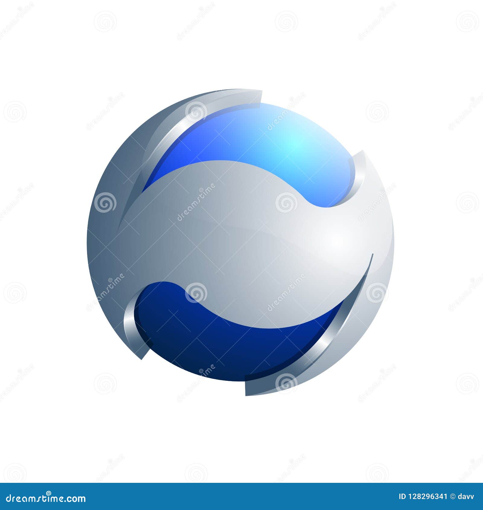 3D Blue and Silver Sphere Ecology Logo Template Stock Vector ...