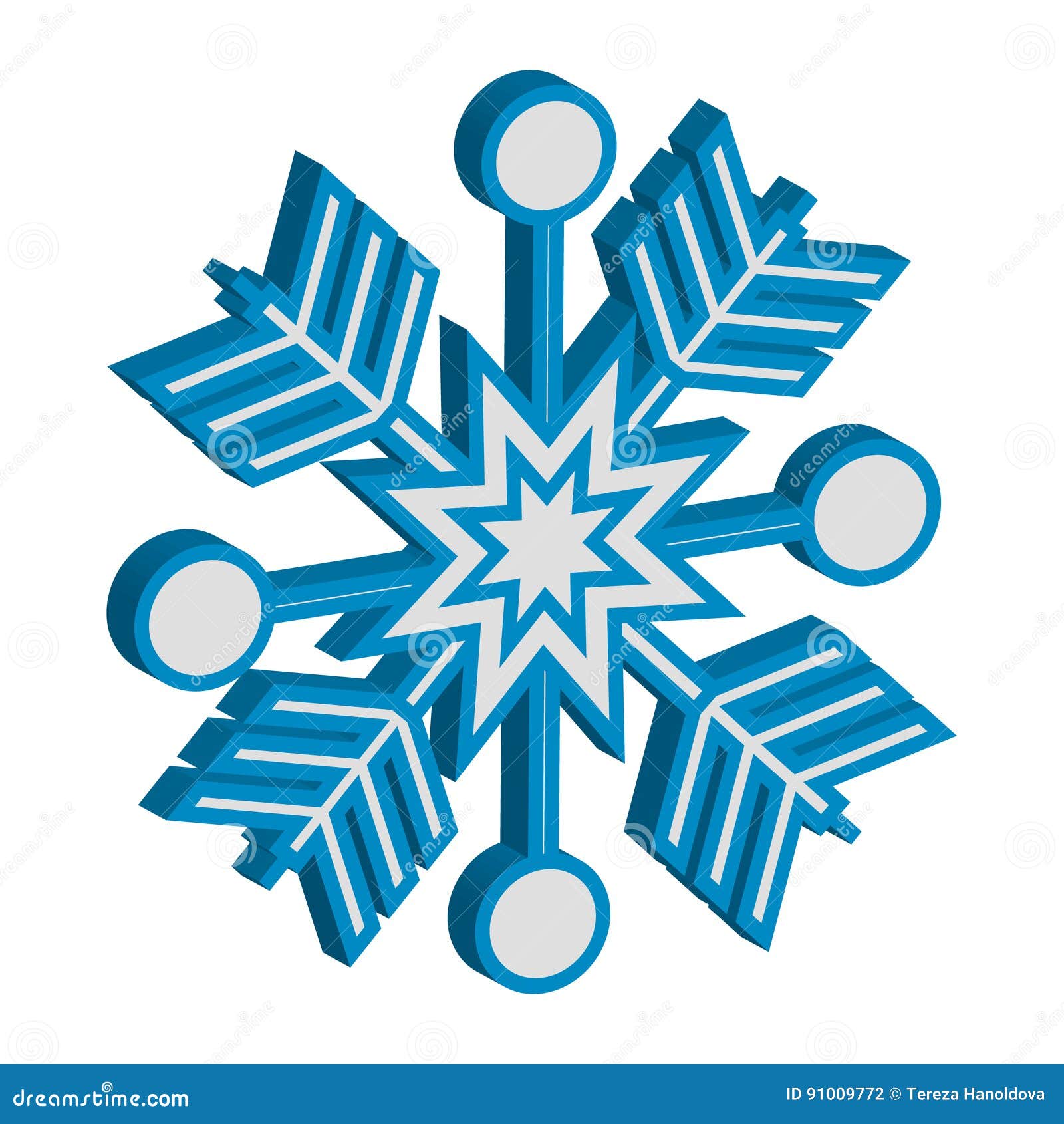 3D Blue Snowflake on White Background. Stock Vector - Illustration of ...