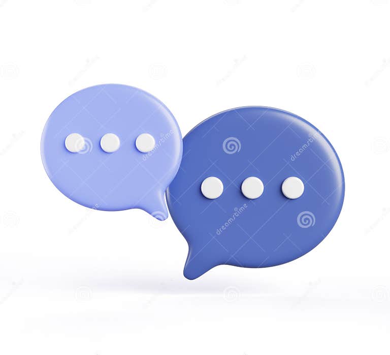 3d Blue Speech Bubbles with Ellipsis, Chat Icons for Text, Message ...