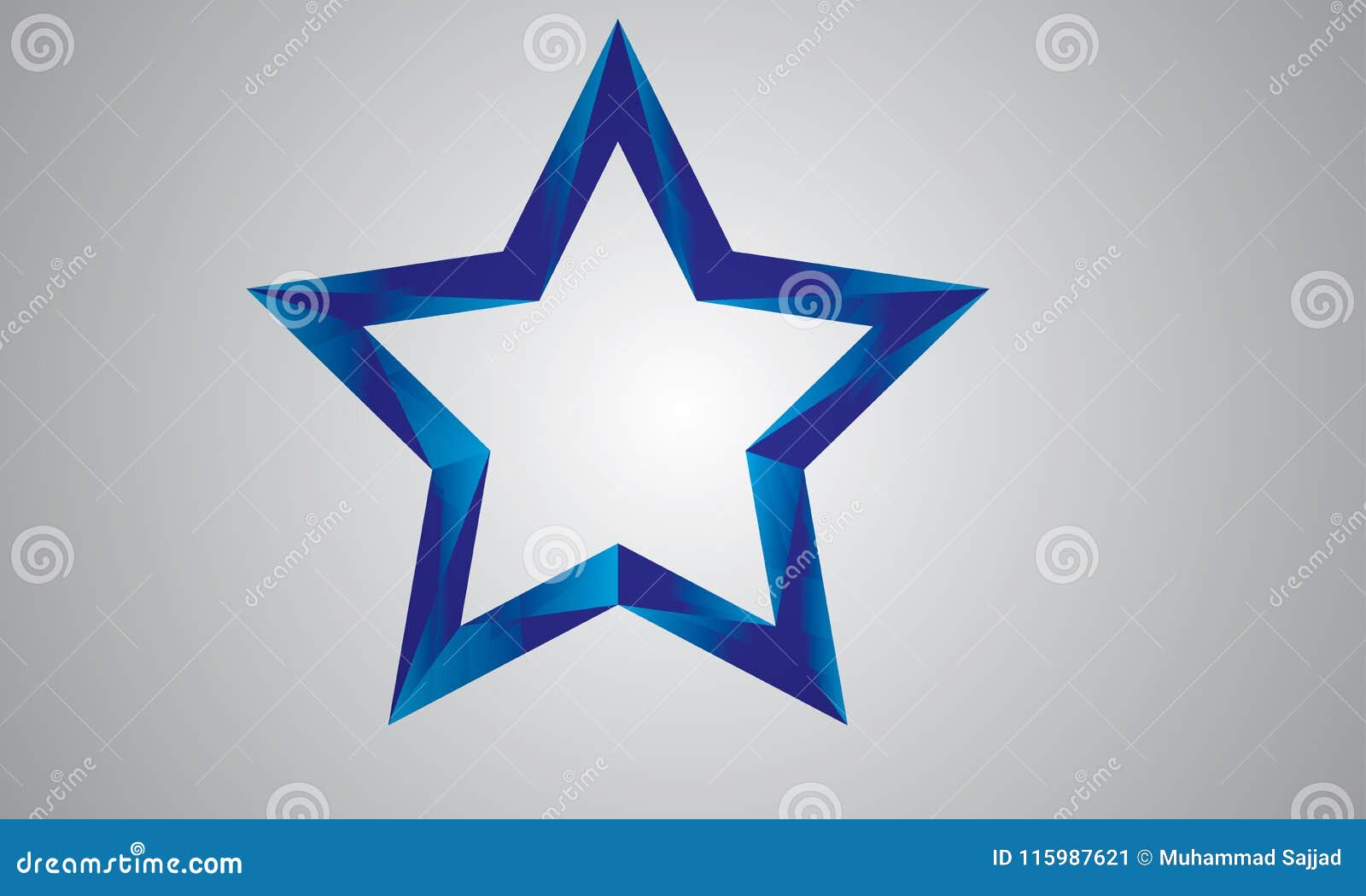 3D Blue star logo Icon stock vector. Illustration of futuristic - 115987621