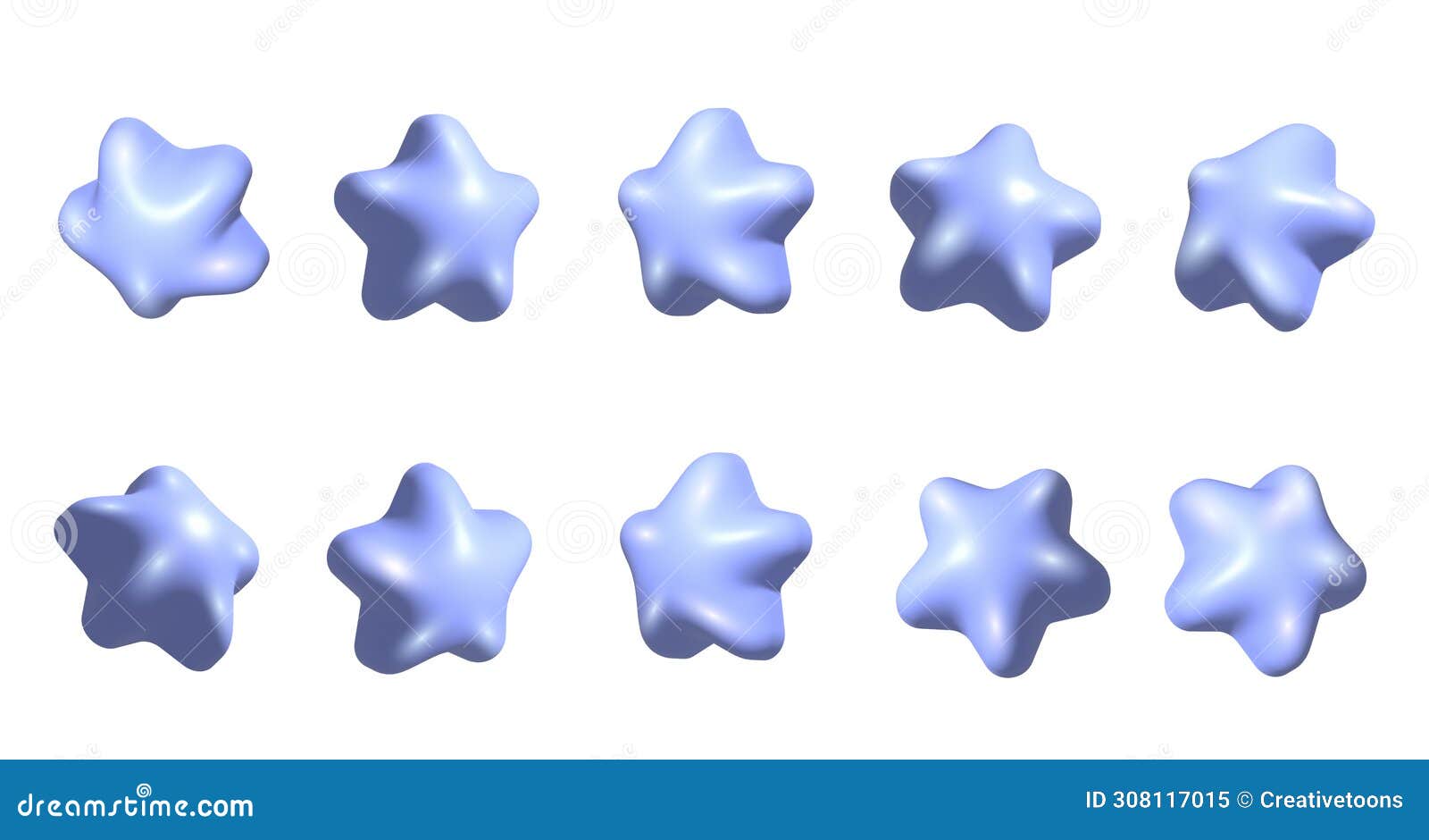 3D Blue Stars Set. Realistic 3d Blue Stars Set from Different Angles ...