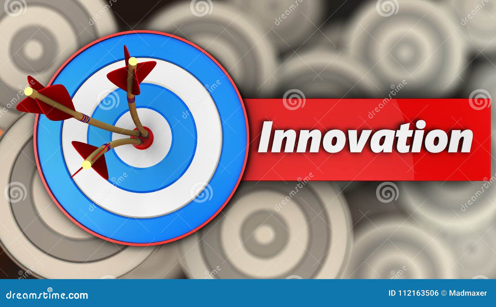 3d Blue Target with Innovation Sign Stock Illustration - Illustration ...