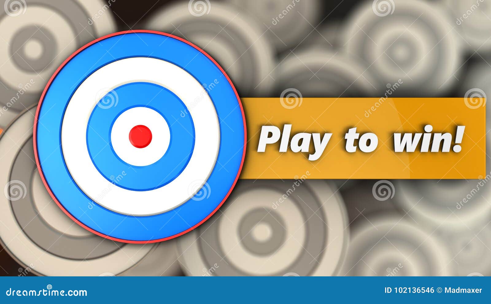 3d Blue Target with Play To Win Sign Stock Illustration - Illustration ...