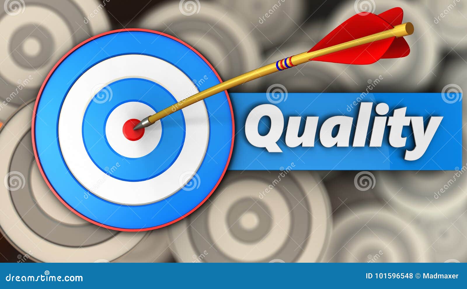 3d Blue Target with Quality Stock Illustration - Illustration of board ...