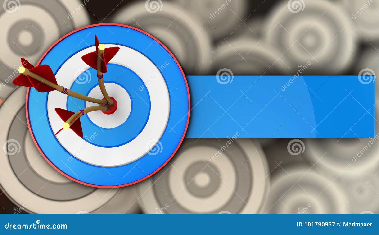 3d Blue Target with Three Arrows Stock Illustration - Illustration of ...