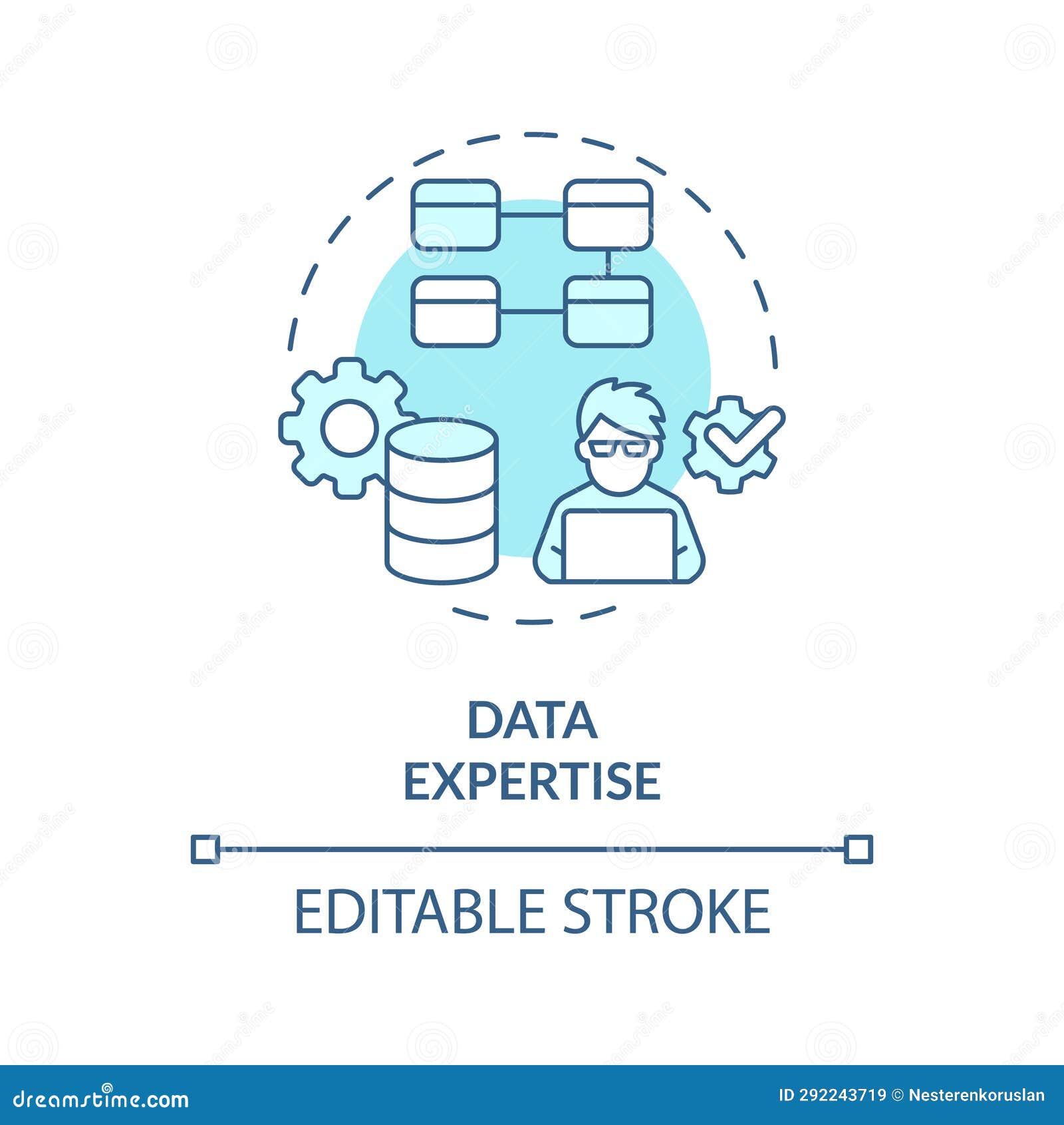 2D Blue Thin Line Data Expertise Icon Concept Stock Illustration ...