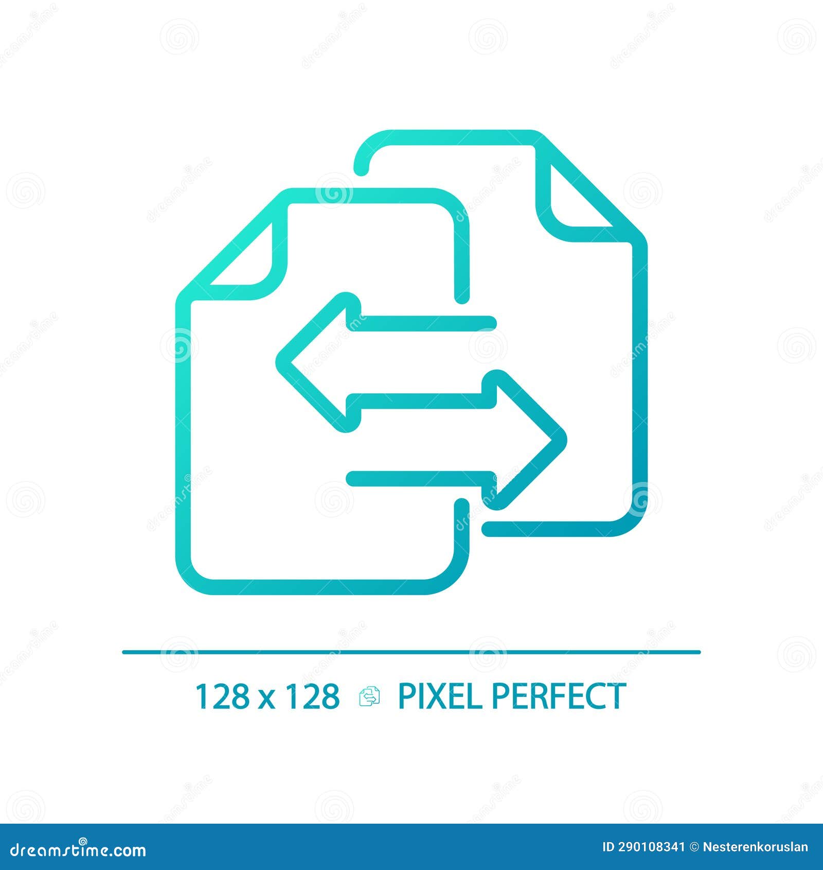 2D Blue Thin Line Gradient Documents with Arrows Icon Stock Vector ...