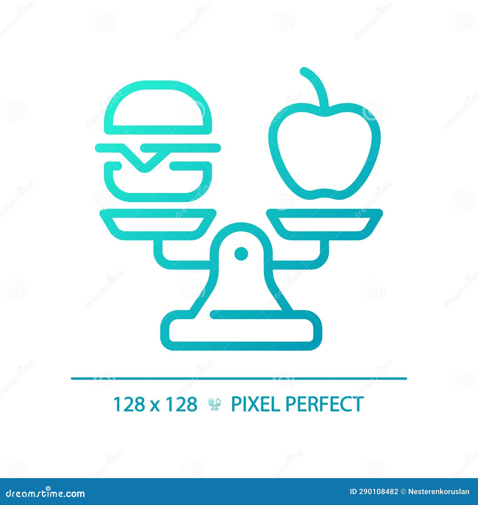 2D Blue Thin Line Gradient Food on Weight Scale Icon Stock Illustration ...