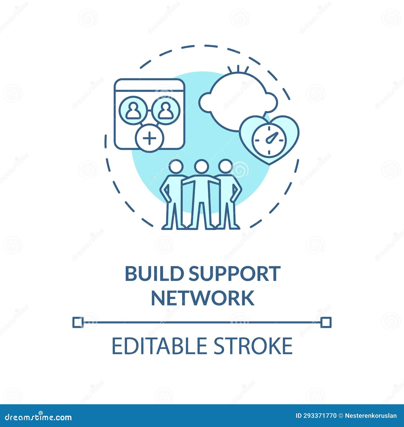 2D Blue Thin Line Icon Build Support Network Concept Stock Illustration ...
