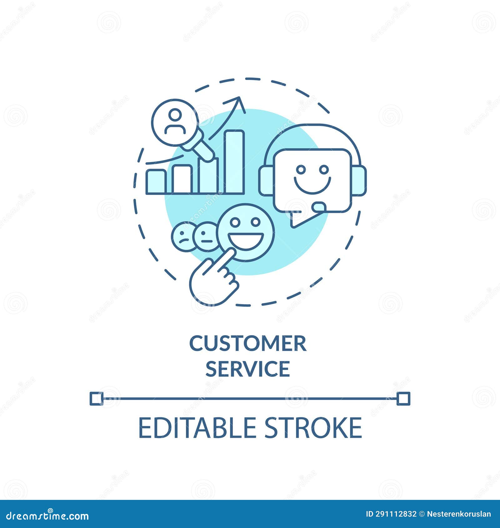 2D Blue Thin Linear Customer Service Icon Concept Stock Illustration ...
