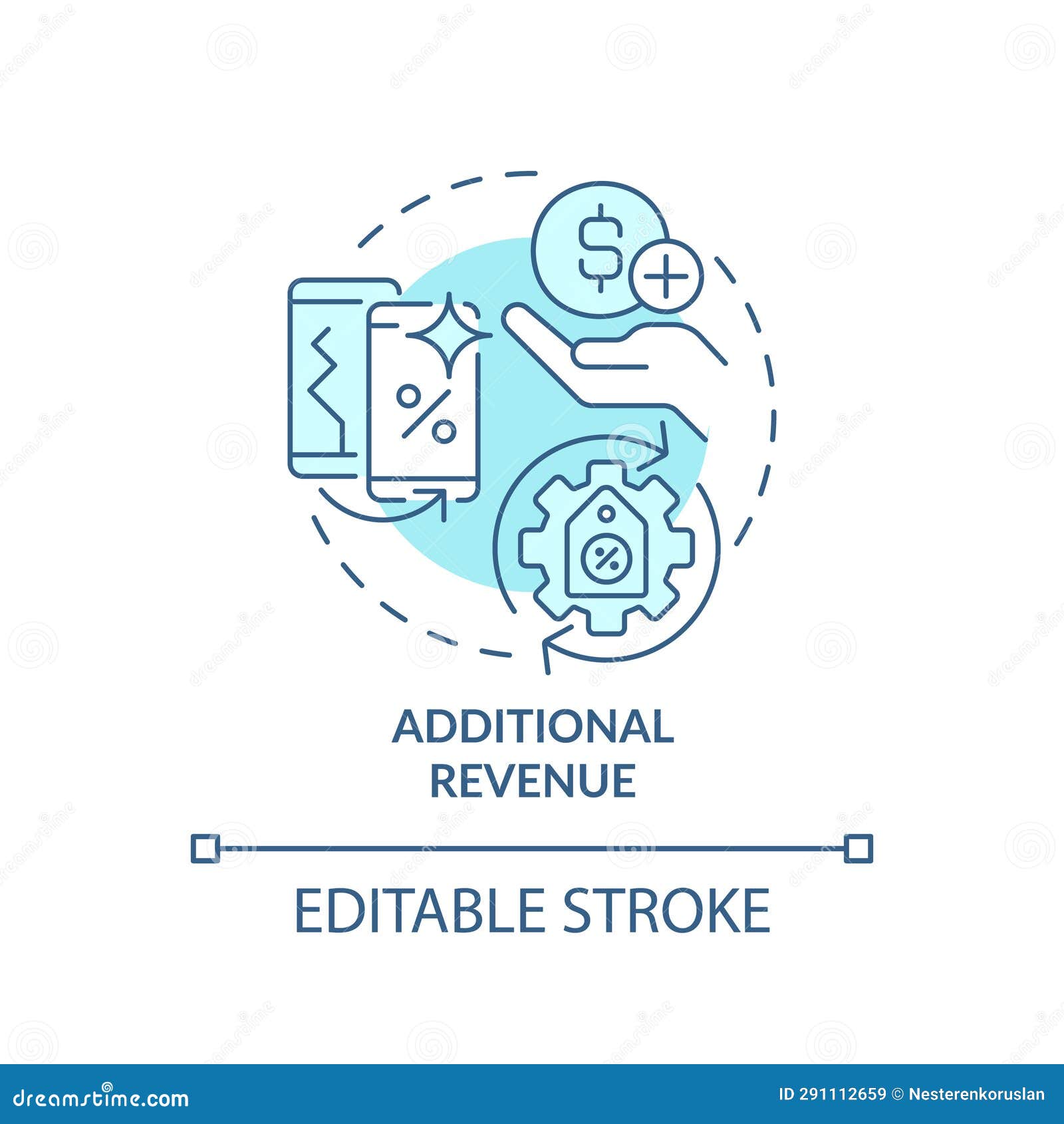 2D Blue Thin Linear Icon Additional Revenue Concept Stock Vector ...