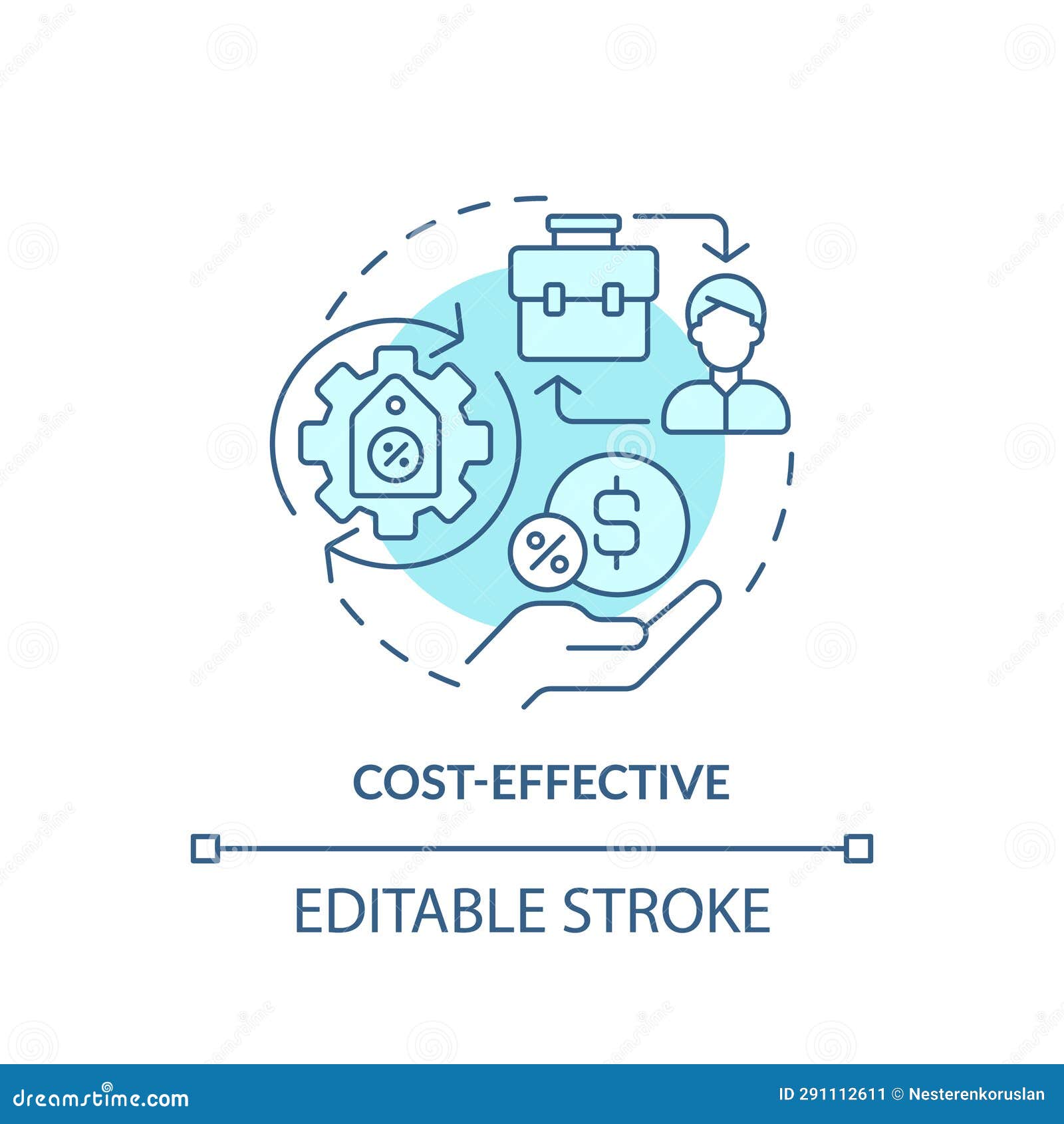 2D Blue Thin Linear Icon Cost Effective Concept Stock Vector ... 2D Blue Thin Linear Icon Cost Effective Concept Stock Vector ...