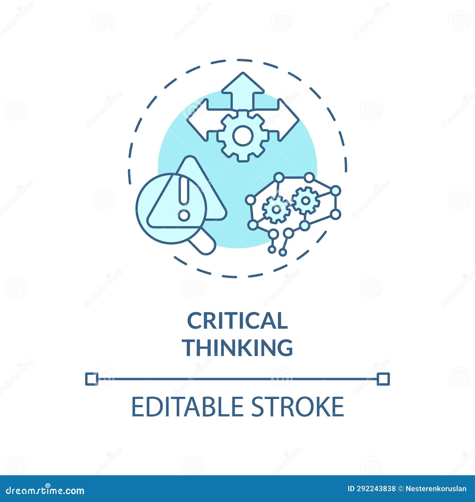 2D Blue Thin Linear Icon Critical Thinking Concept Stock Vector ...