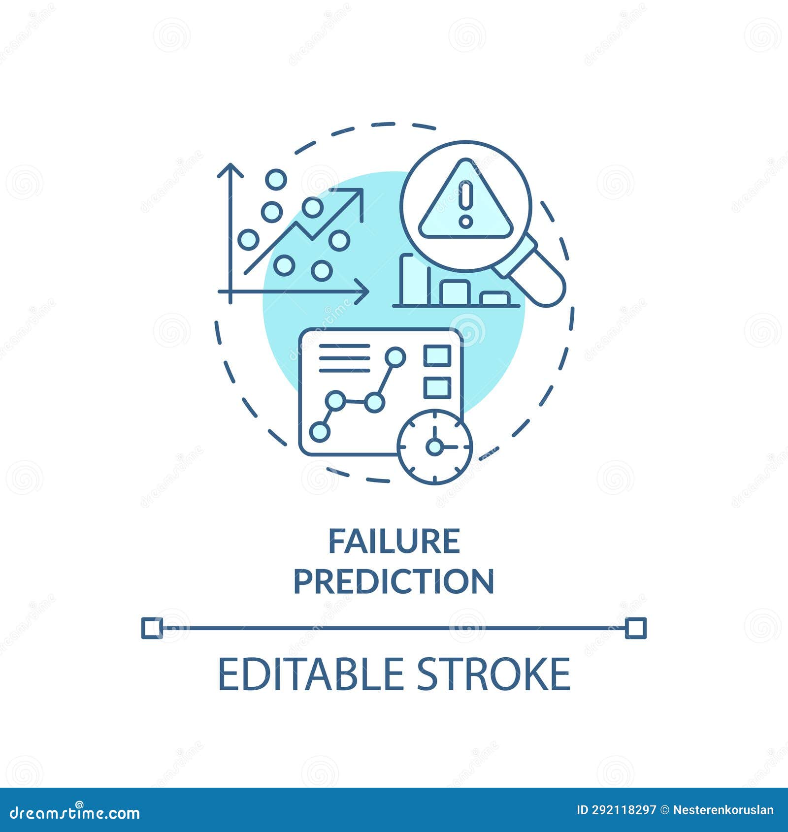 2D Blue Thin Linear Icon Failure Prediction Concept Stock Vector ...