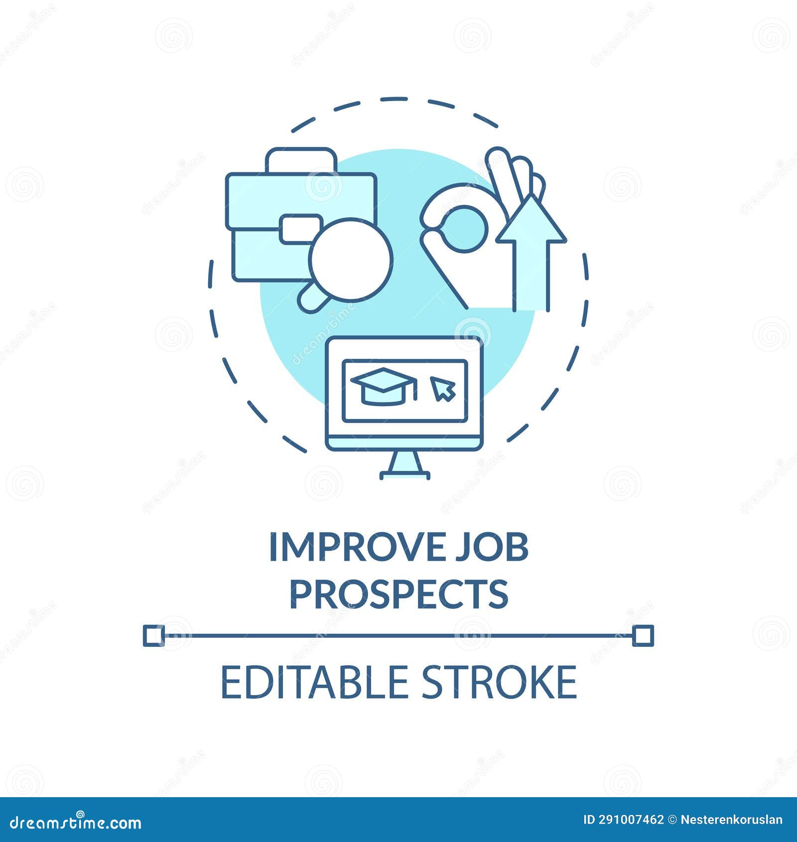 2D Blue Thin Linear Icon Improve Job Prospects Concept Stock ...