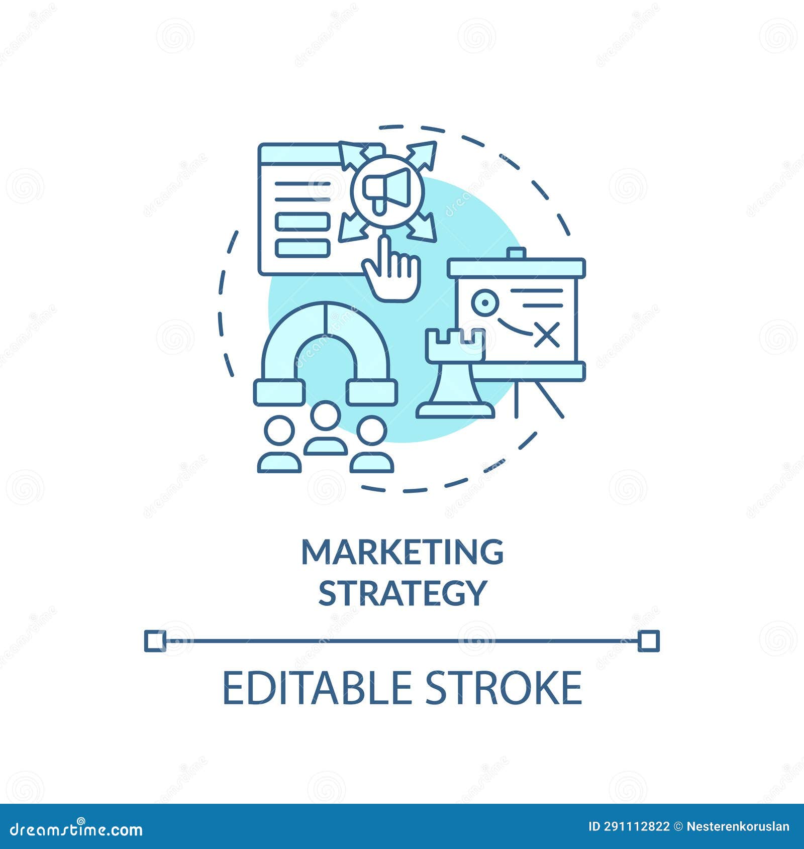 2D Blue Thin Linear Icon Marketing Strategy Concept Stock Vector ...