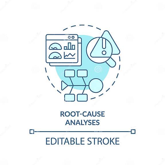 2D Blue Thin Linear Icon Root Cause Analysis Concept Stock Illustration ...
