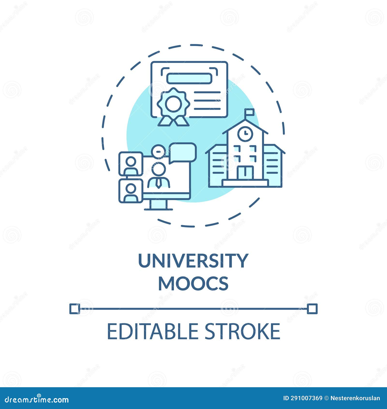2D Blue Thin Linear Icon University MOOCs Concept Stock Vector ...