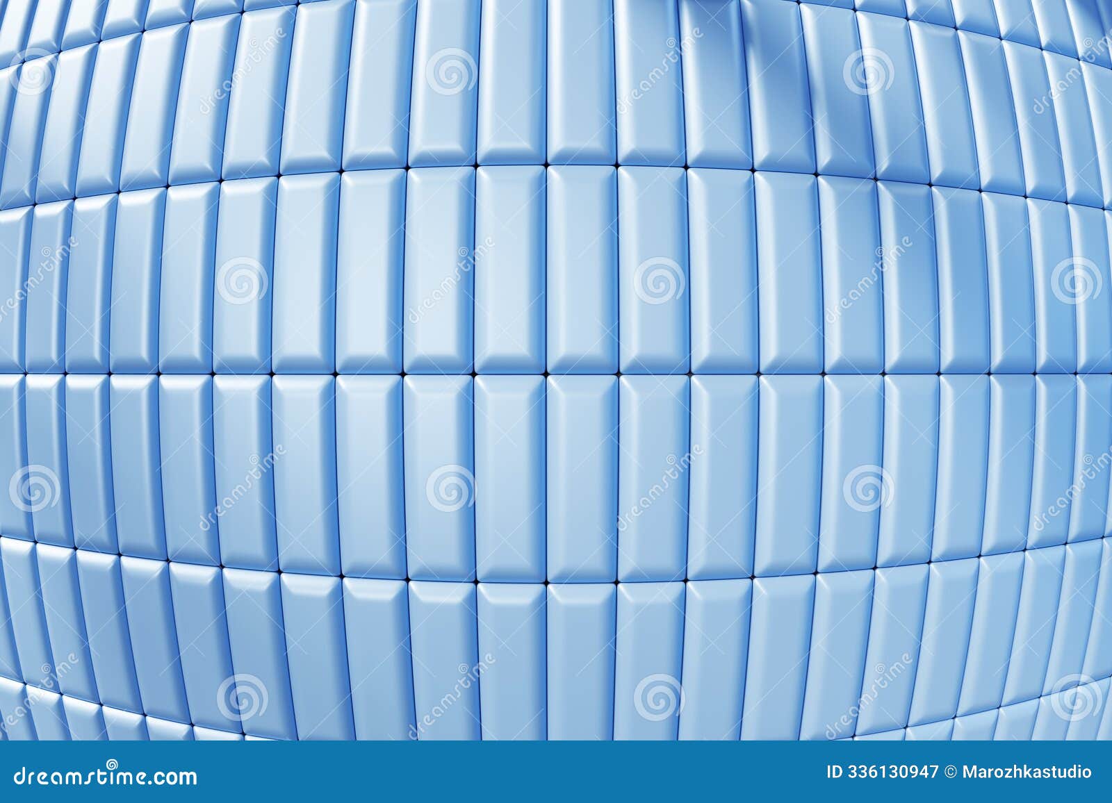 3d Blue Tile Wall Background with Fisheye Effect Render. Abstract ...