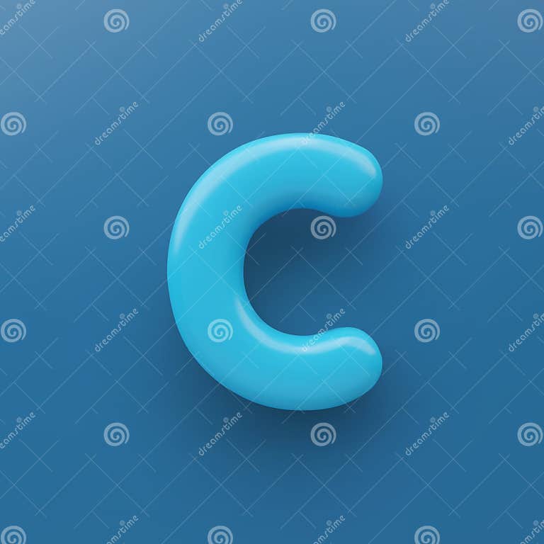 3D Blue Uppercase Letter C with a Glossy Surface on a Blue Background ...